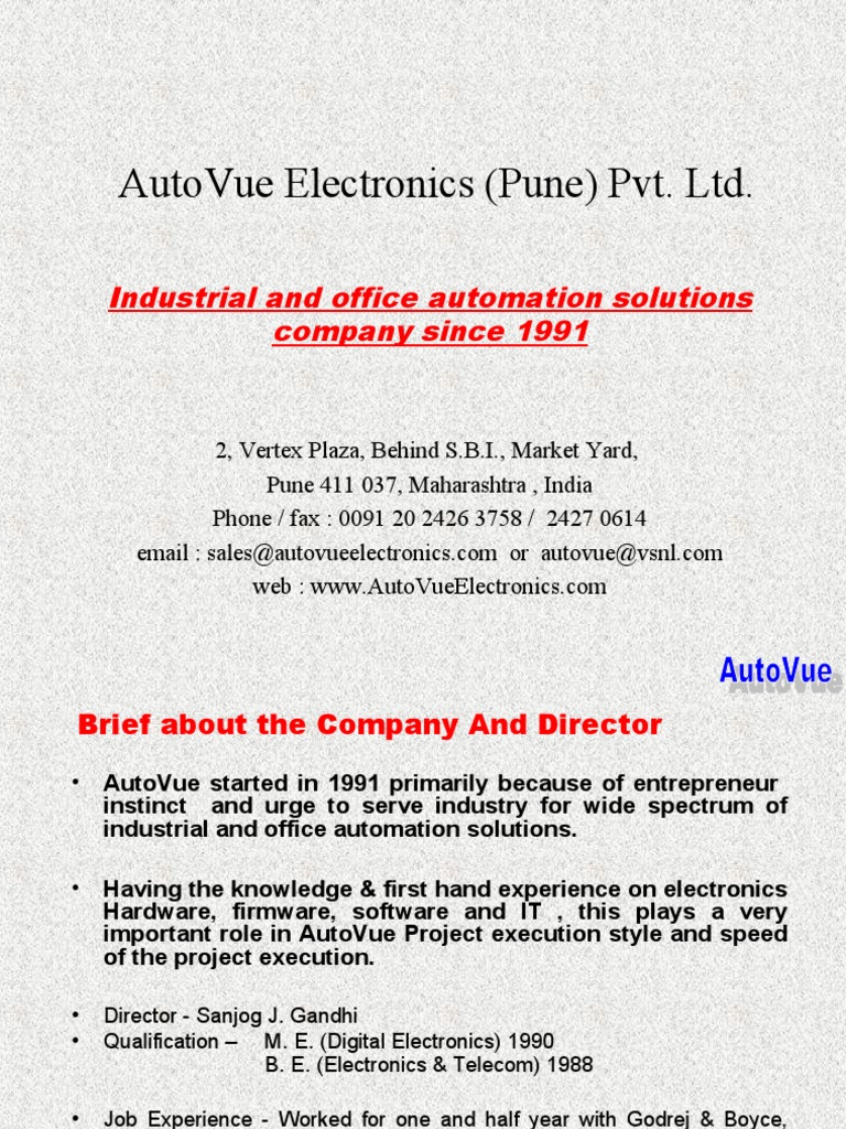 Autovue Electronics (Pune) Pvt. LTD.: Industrial and Office Automation ...