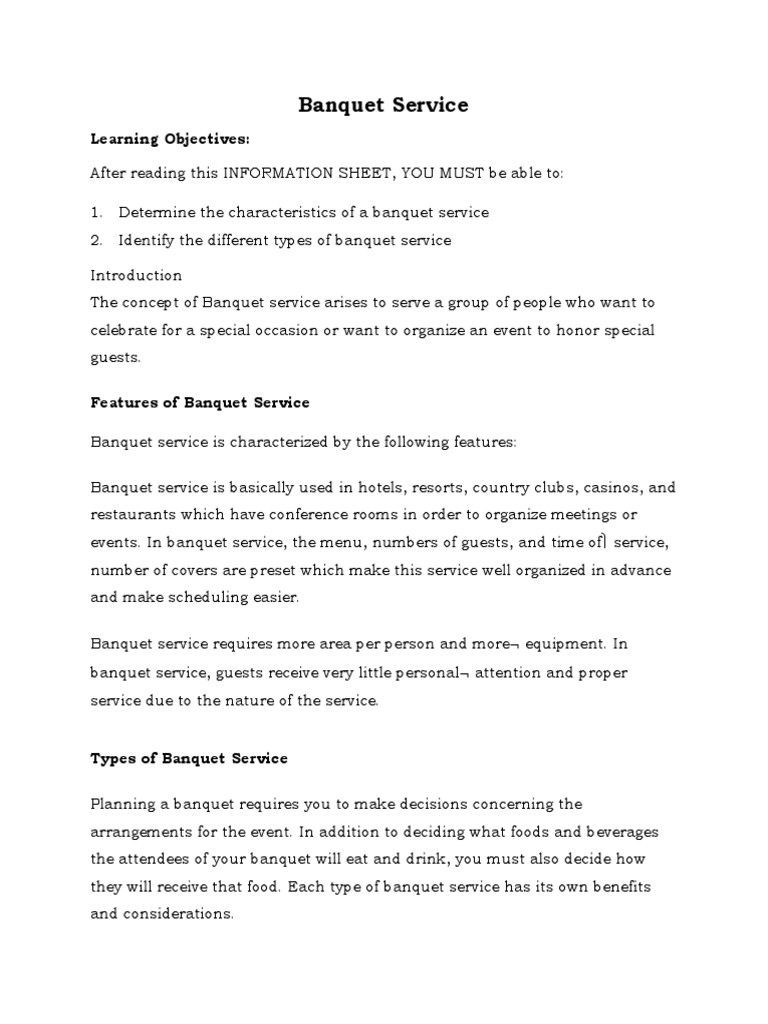 Banquet Service | PDF