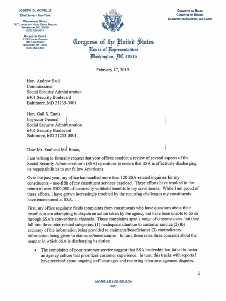 Ssa Letter Morelle 2-17-20 | PDF