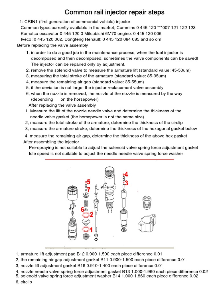 Common Rail Injector Repair Procedure | PDF