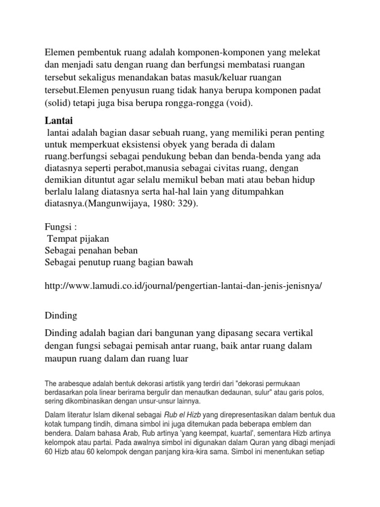 Elemen Pembentuk Ruang Adalah Komponen | PDF | Seni