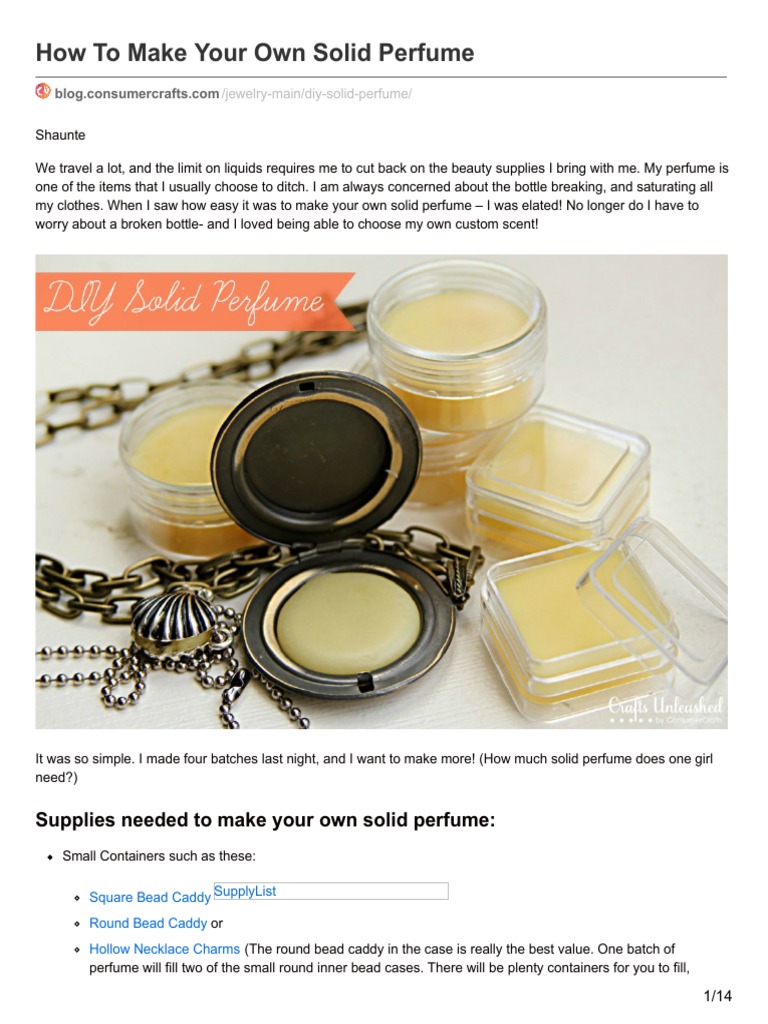 How To Make Your Own Solid Perfume | PDF | Cooking, Food & Wine | Self ...