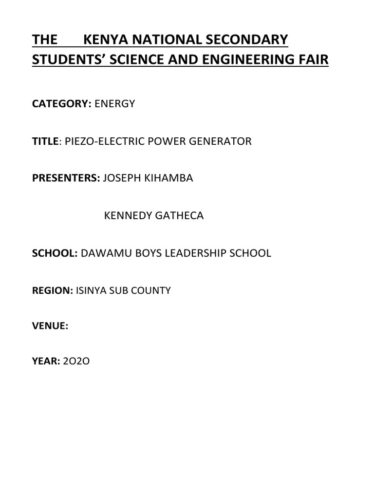Kenya Science and Engineering Fair | PDF