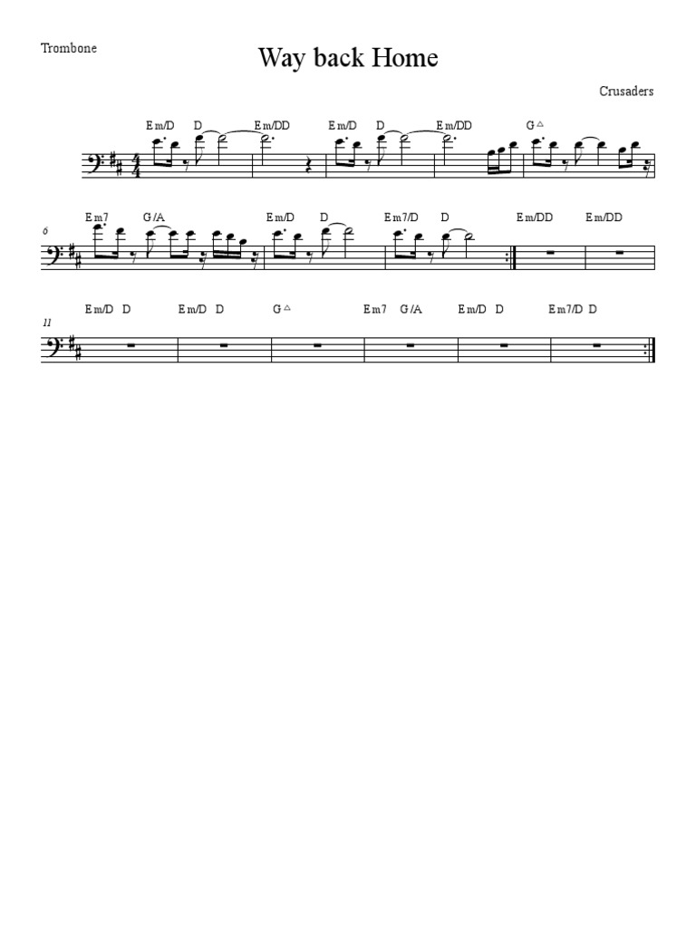 Way Back Home - Trombone | PDF