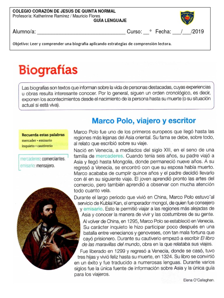 Guía de Comprensión de Biografías | PDF