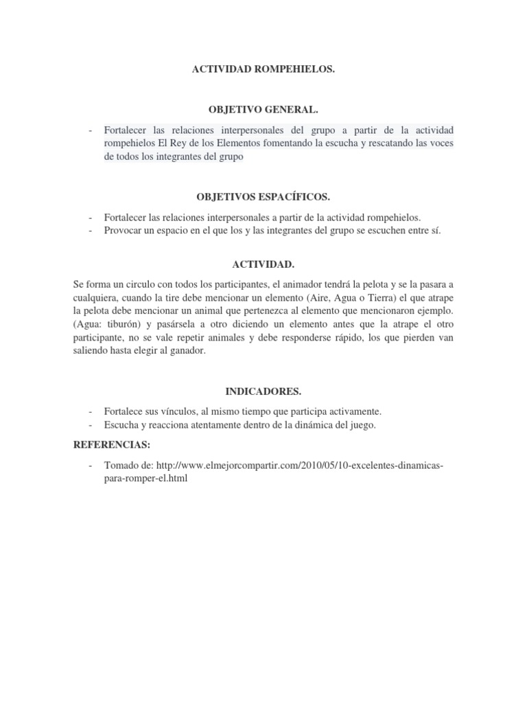 Actividad Rompehielos. | PDF