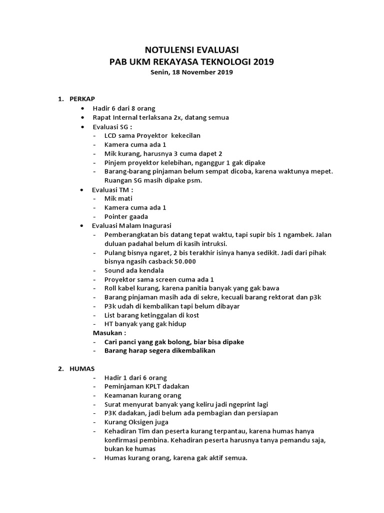Notulensi Evaluasi | PDF