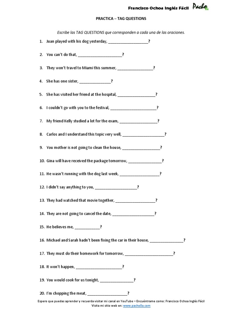 Practica - Tag Questions | PDF
