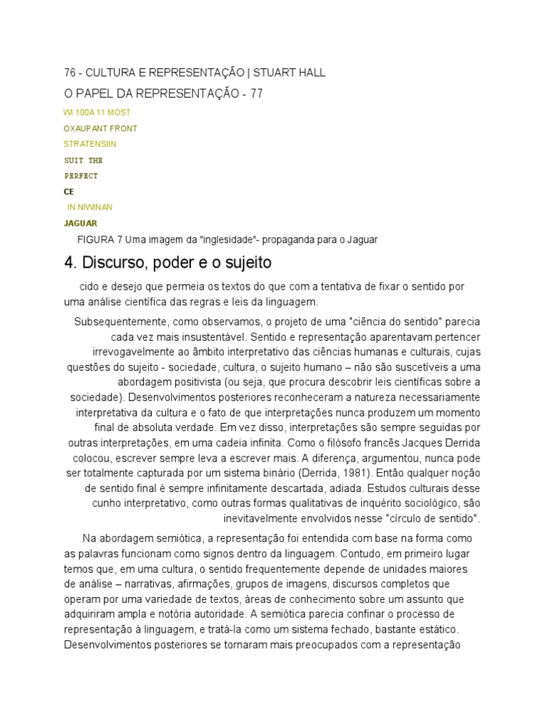 1 Discurso, Poder e o Sujeito Hall | PDF | Ciências Sociais | Filosofia