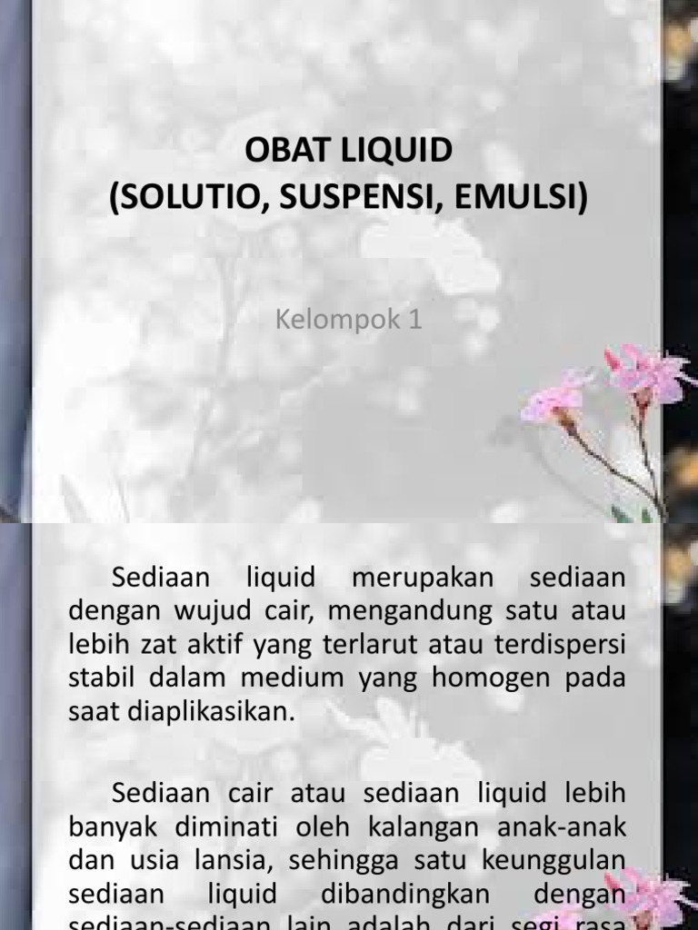 Obat Liquid (Solutio, Suspensi, Emulsi | PDF