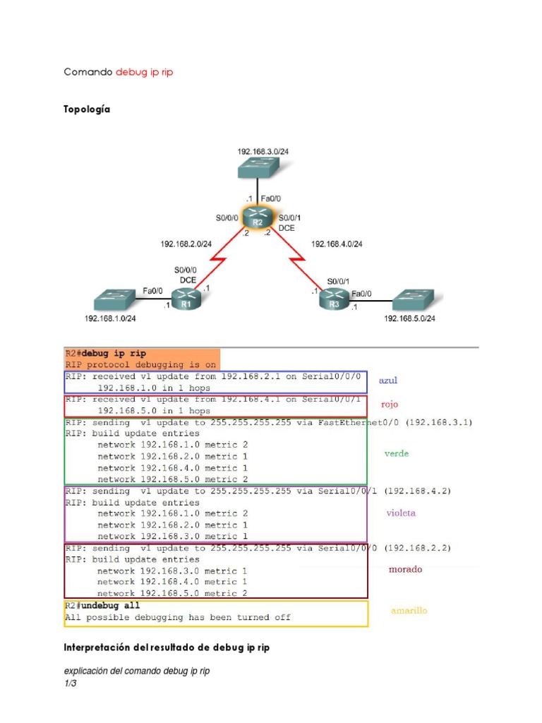 Explicación Del Comando Debug Ip Rip | PDF