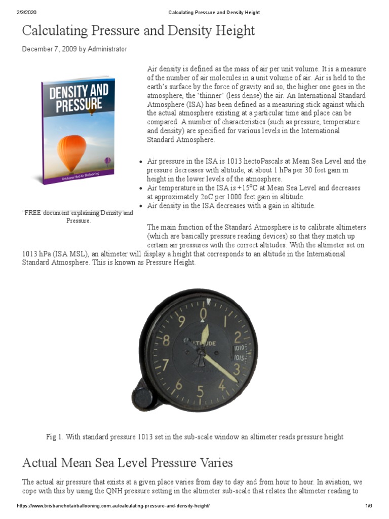 Calculating Pressure and Density Height | PDF