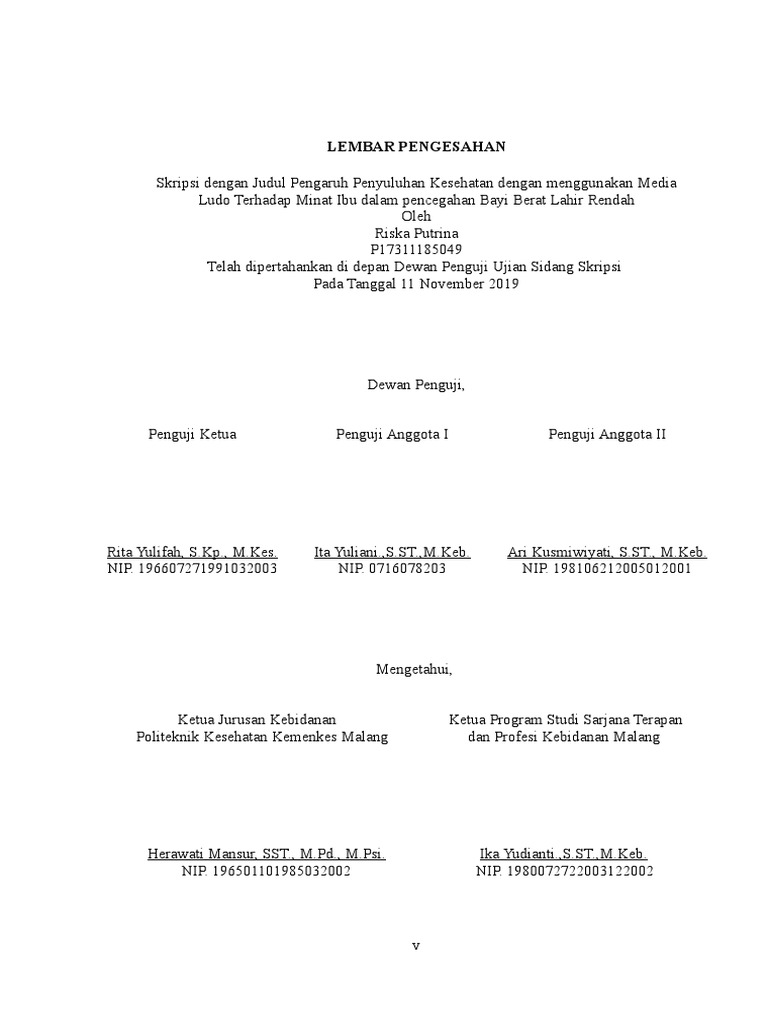 Lembar Pengesahan Sempro Dan Semhas | PDF | Pengembangan Diri | Kesehatan Holistik