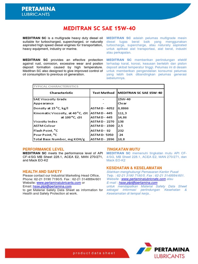 Meditran SC SAE 15W-40 | PDF