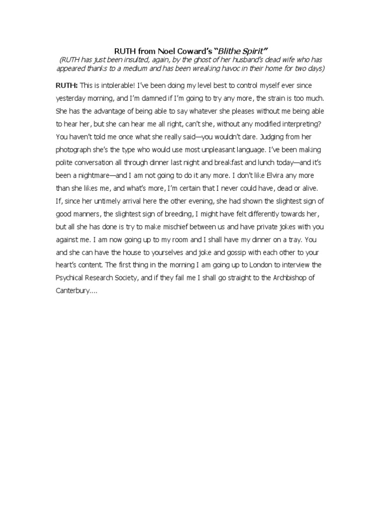 Blithe Spirit RUTH 2 | PDF
