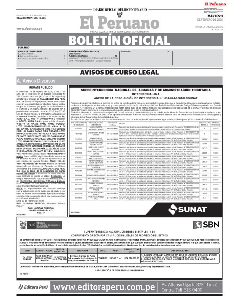 Avisos Legales y Remates Públicos | PDF