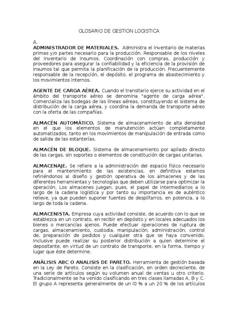 Glosario de Términos Logísticos | PDF | Logística | Almacén
