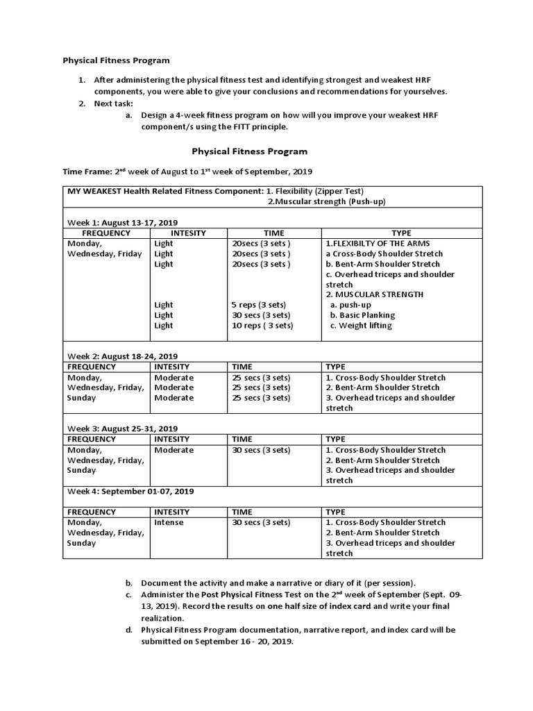 Personal Fitness Program Design | PDF | Physical Fitness | Determinants ...