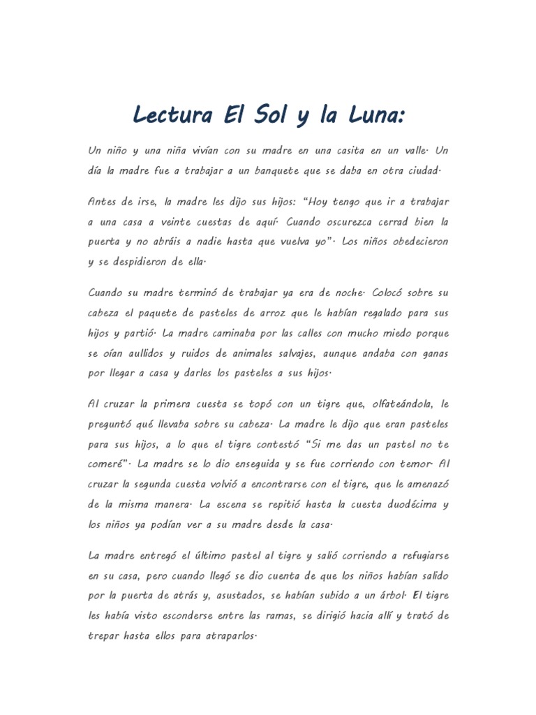 Lectura El Sol y La Luna | PDF