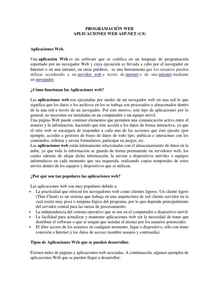Introduccion | PDF | Aplicación web | .NET Framework