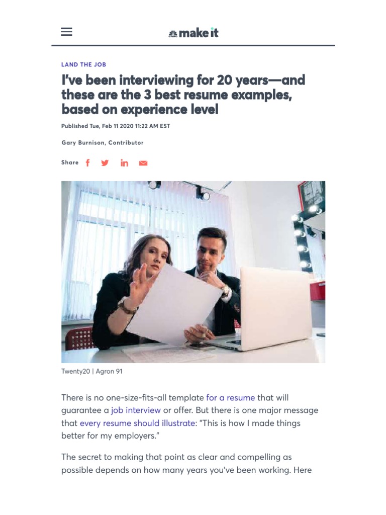 How To Write The Perfect Resume Based On Your Years of Experience | PDF ...