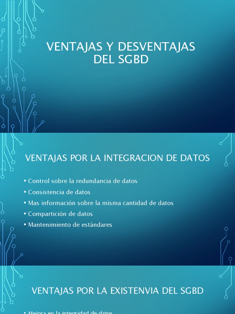 Ventajas y Desventajas Del SGBD | PDF | Mi sql | Postgre Sql