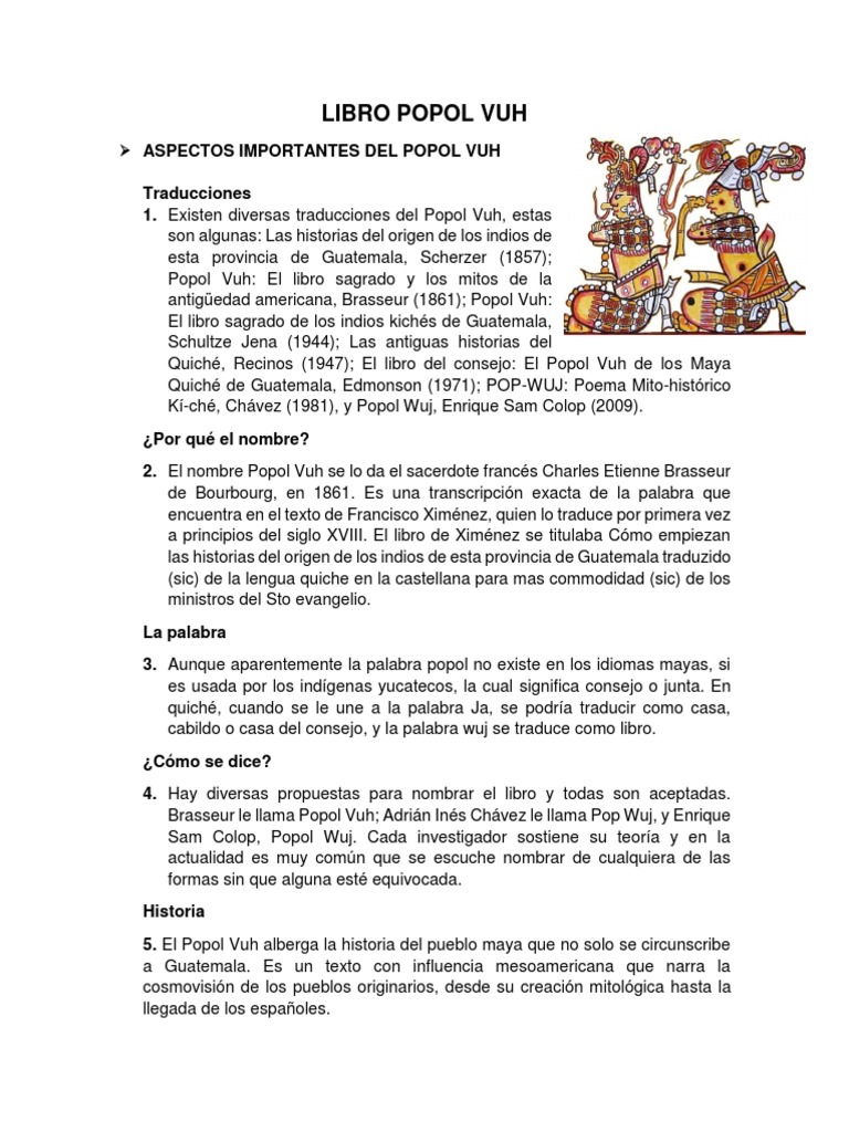 Libro Popol Vuh | PDF | Pueblos mayas | Civilización maya