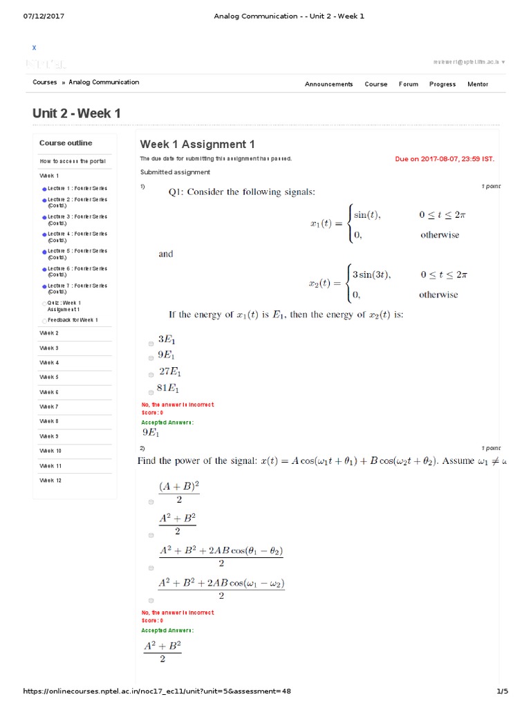 Week1 Assignment PDF | PDF | Communication | Computing And Information Technology
