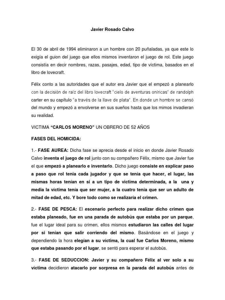 Javier Rosado Calvo | PDF | Juegos de rol | Violencia