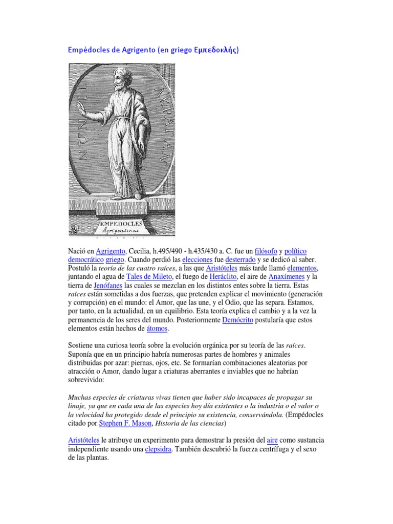 Empedocles | PDF | Science | Ciencias Naturales