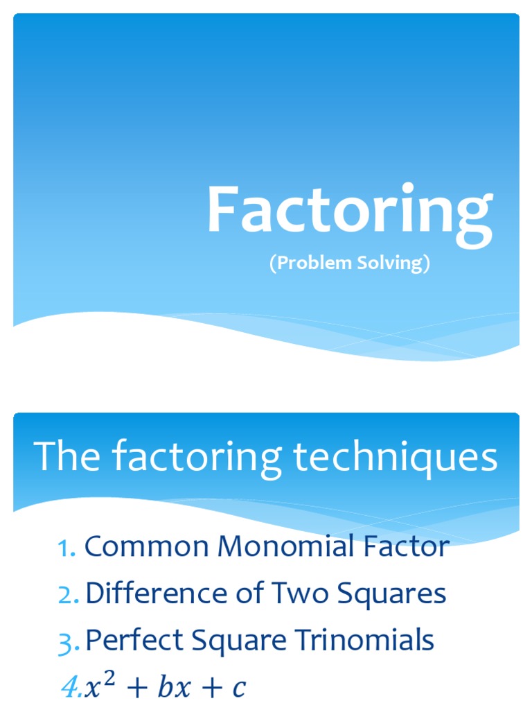 Factoring (Problem Solving) | PDF | Factorization | Area
