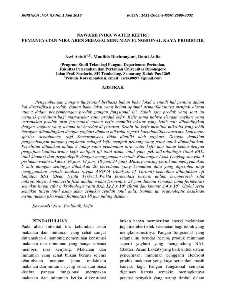 Nawake (Nira Water Kefir): Pemanfaatan Nira Aren Sebagai Minuman ...
