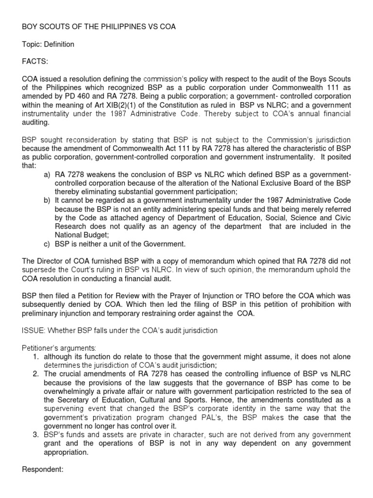 BSP Vs COA | PDF | Corporations | Government Agencies