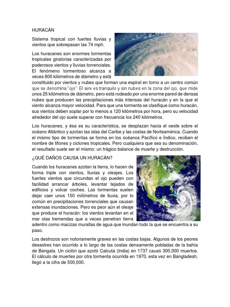 HURACÁN | PDF | Ciclones tropicales | Ojo (ciclón)