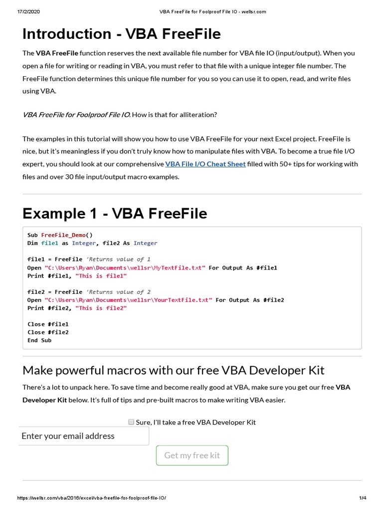 VBA FreeFile For Foolproof File IO PDF | PDF | Visual Basic For Applications | Microsoft Excel