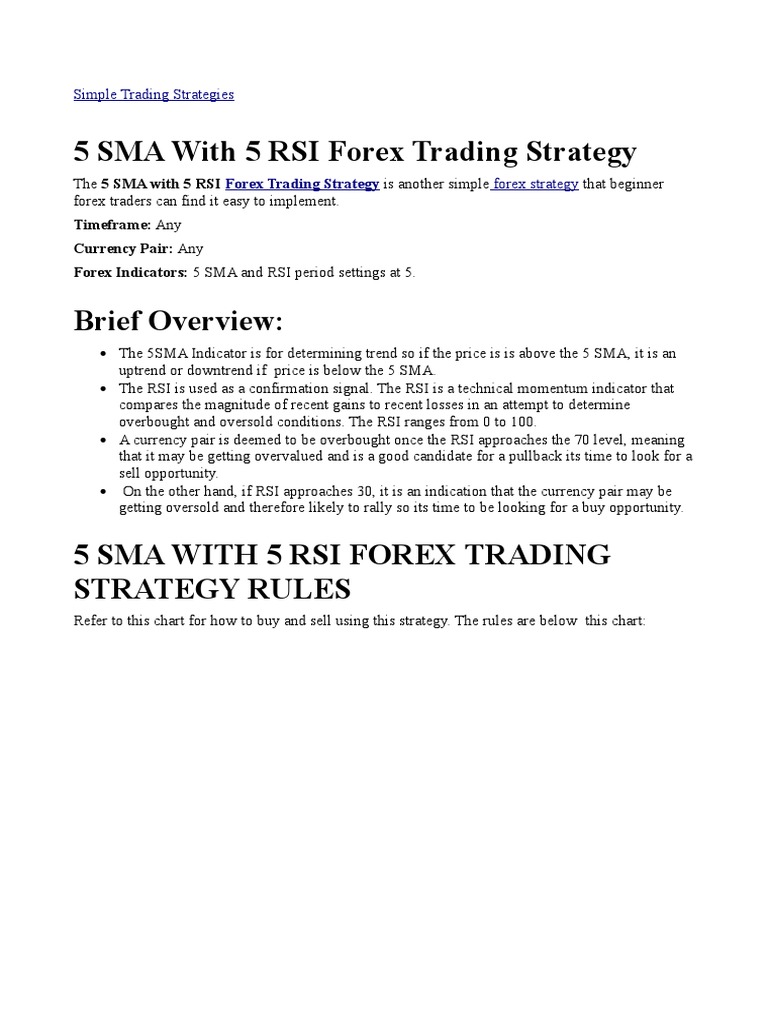 5 Sma With 5 Rsi Forex Trading Strategy Pdf Financial Economics