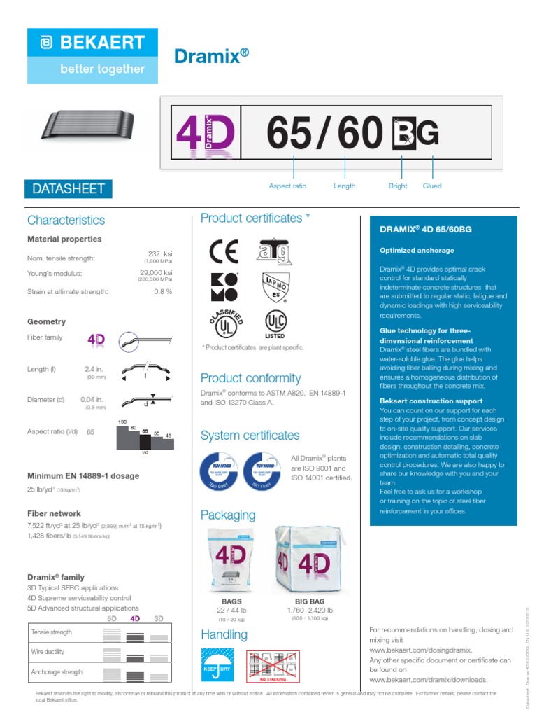 Dramix 4D 6560BG-6560BG | PDF | Strength Of Materials | Concrete