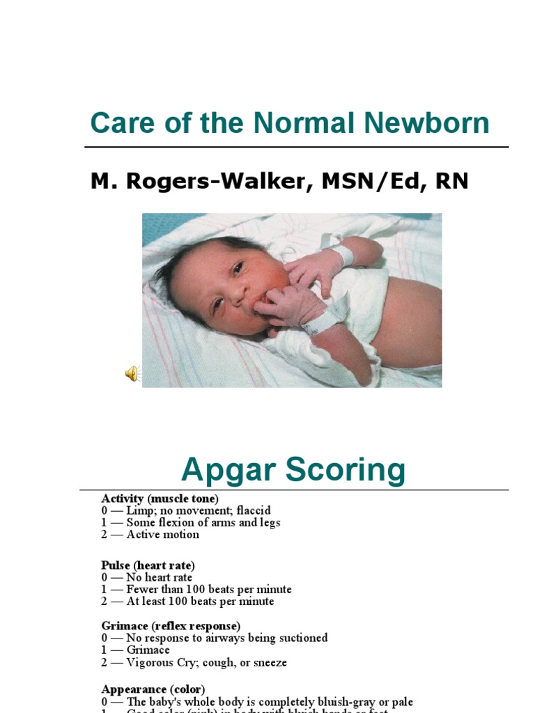 Care of The Normal Newborn: M. Rogers-Walker, MSN/Ed, RN | PDF | Heart ...