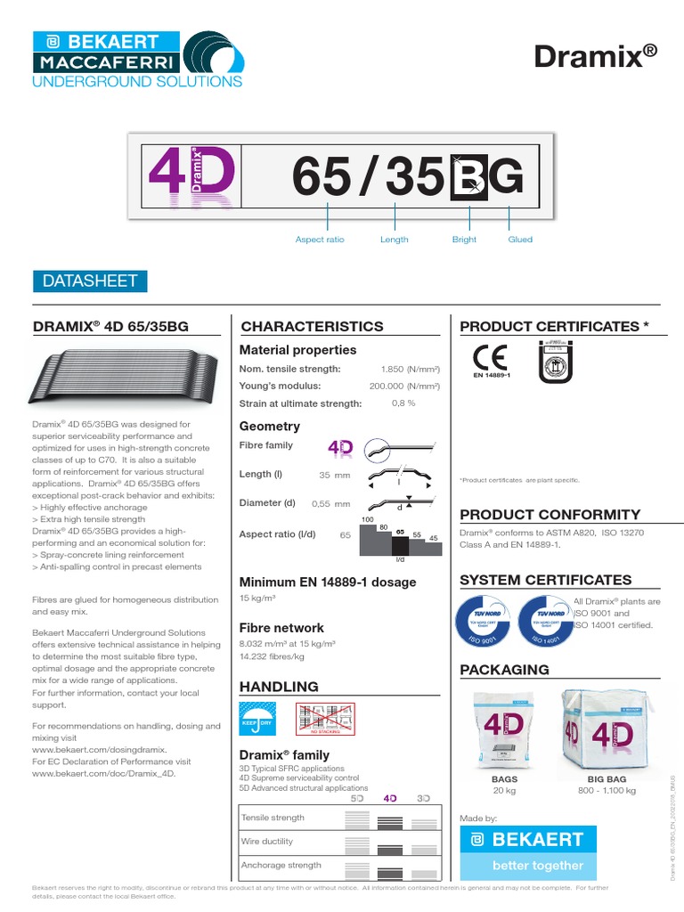 Dramix 4D 6535BG - EN - 20022018 - BMUS | PDF | Fibers | Ultimate ...