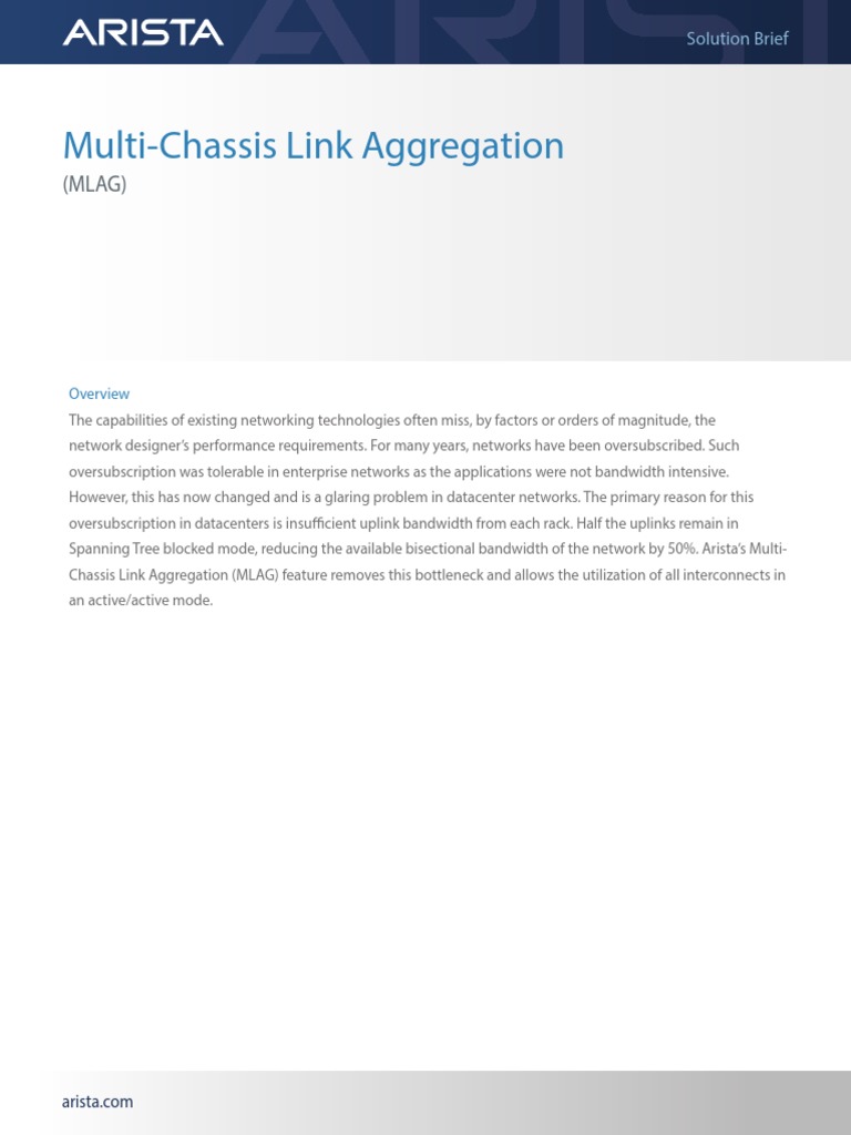 Arista Multi-Chassis Link Aggregation (MLAG v2) | PDF | Network Switch | Computer Network