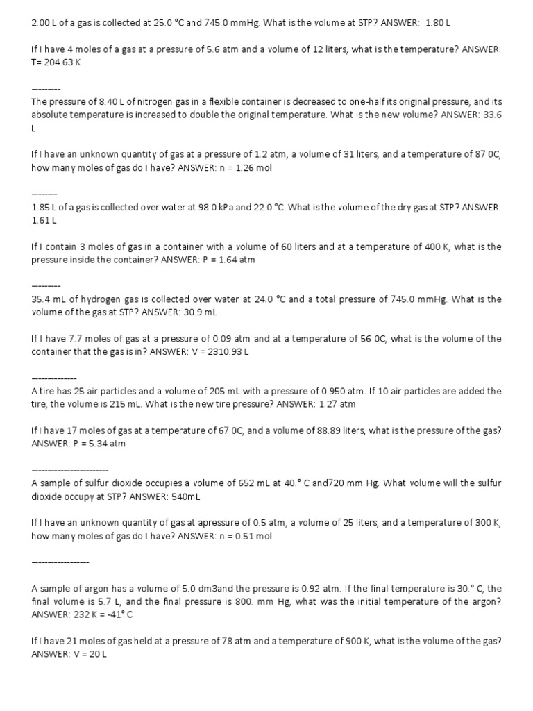 Combined and Ideal Gas Law | PDF
