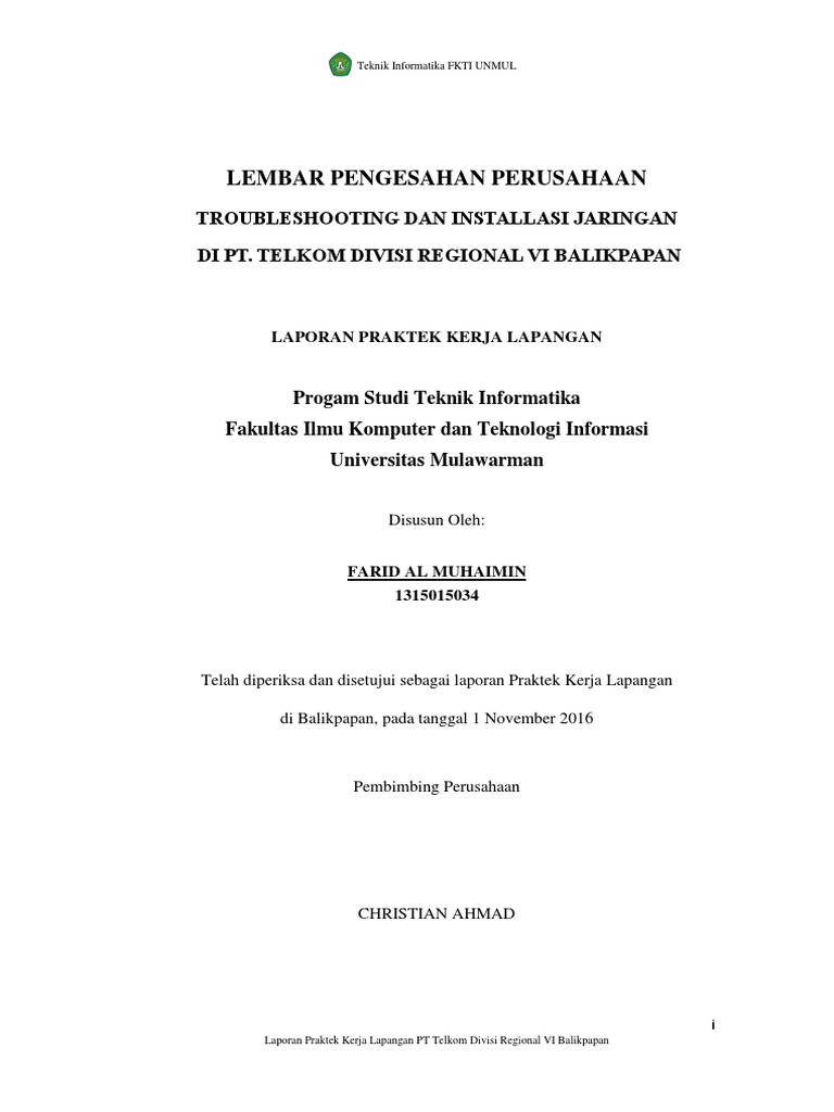 Laporan PKL Telkom | PDF