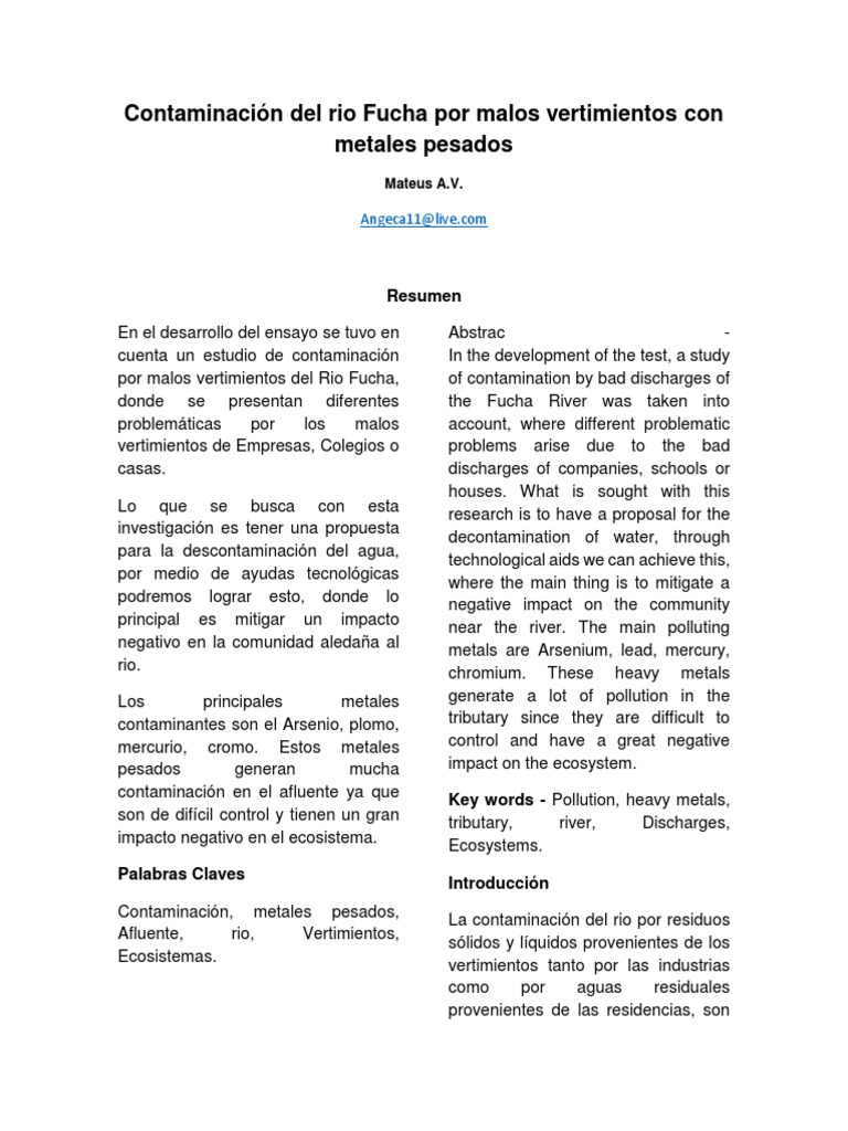 Contaminación del Río Fucha por Metales Pesados | PDF | Tecnología