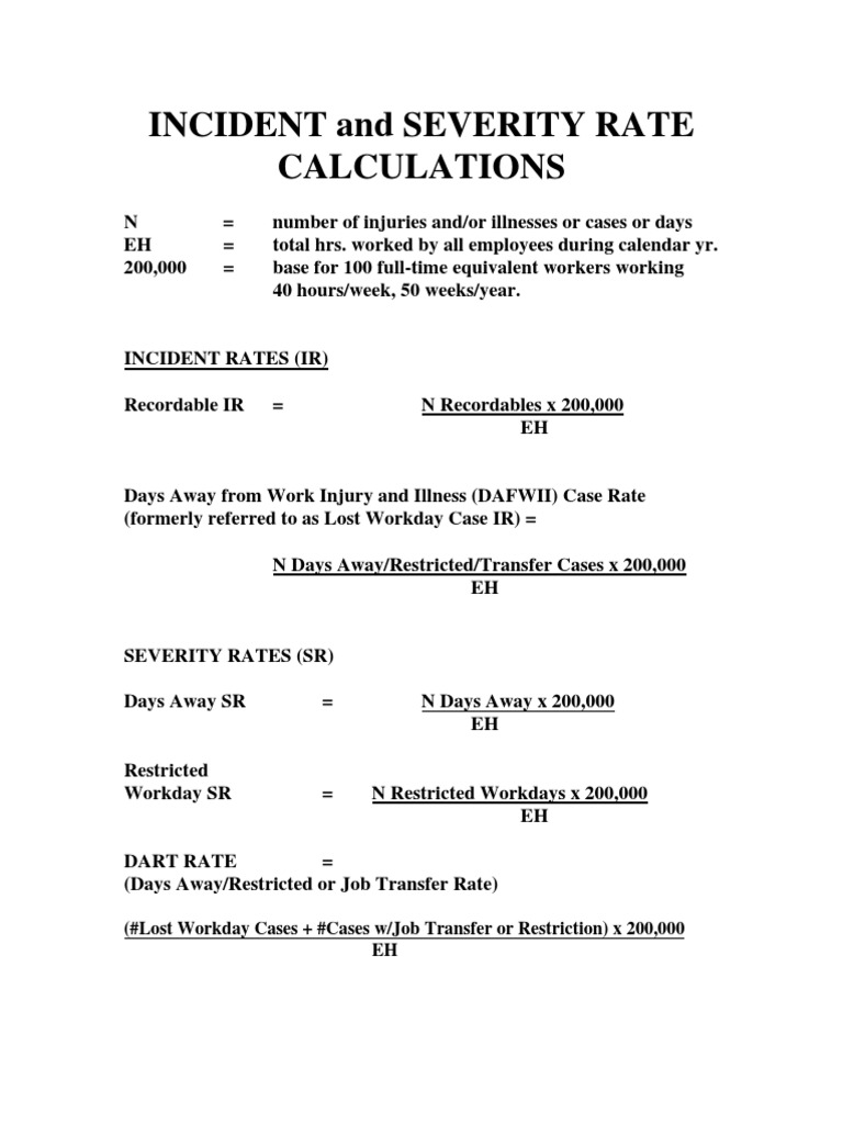 INCIDENT and SEVERITY RATE PDF | PDF