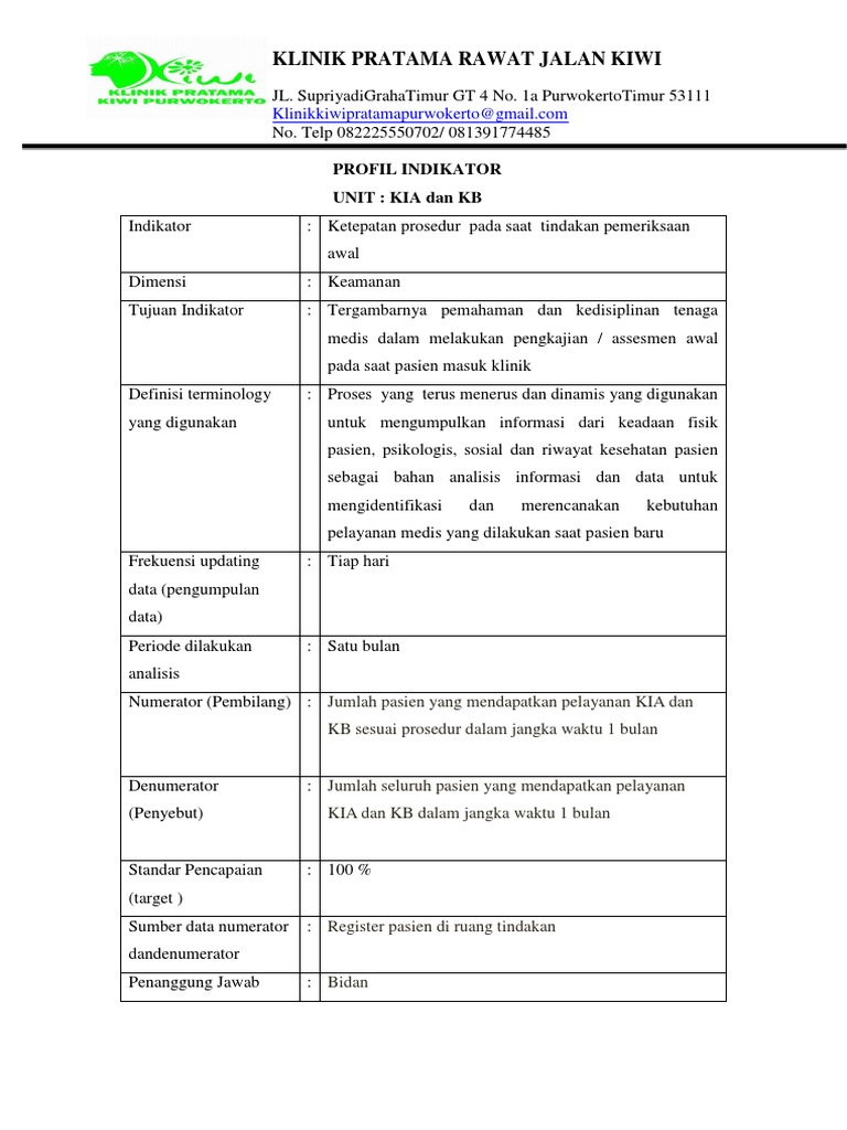Profil Indikator Kia KB | PDF
