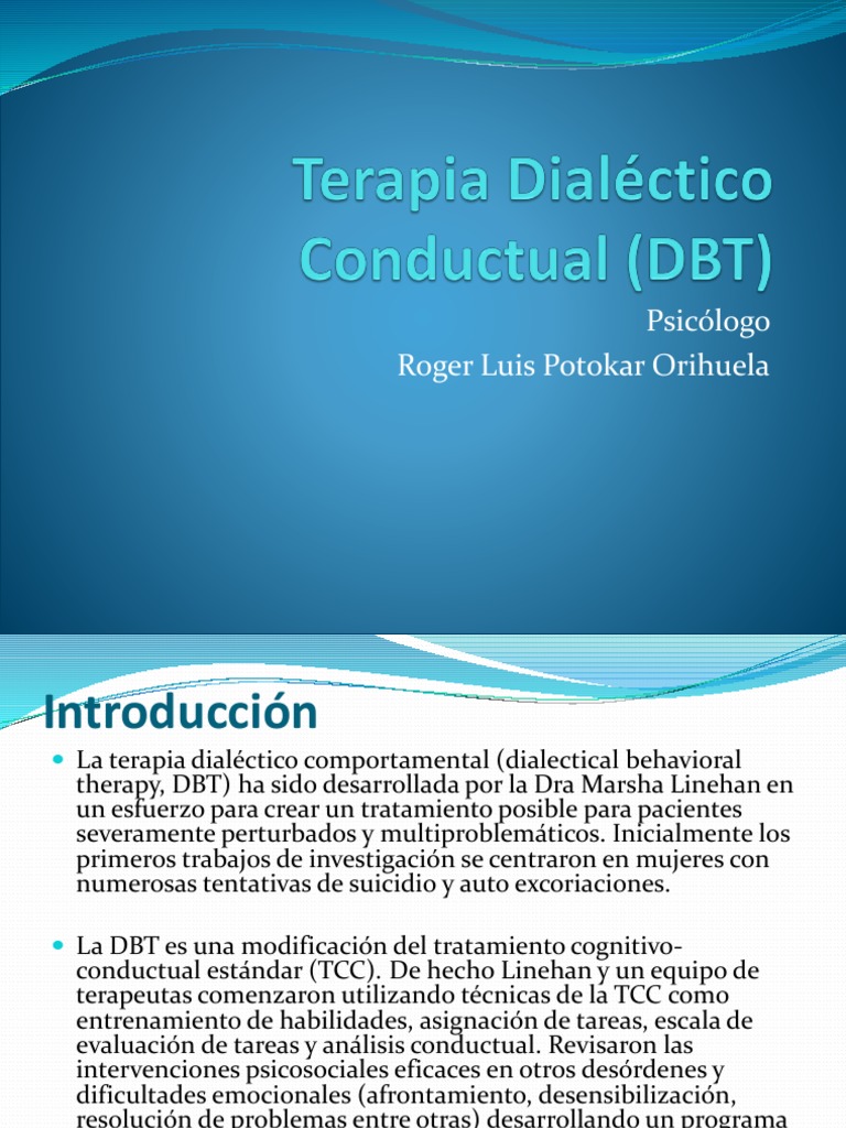 Terapia Dialéctico Conductual (DBT) Expo Roger Potokar | PDF | Las ...