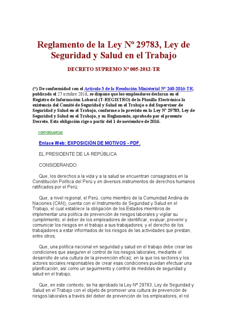 Ley 29783 | PDF | Derecho laboral | Regulación