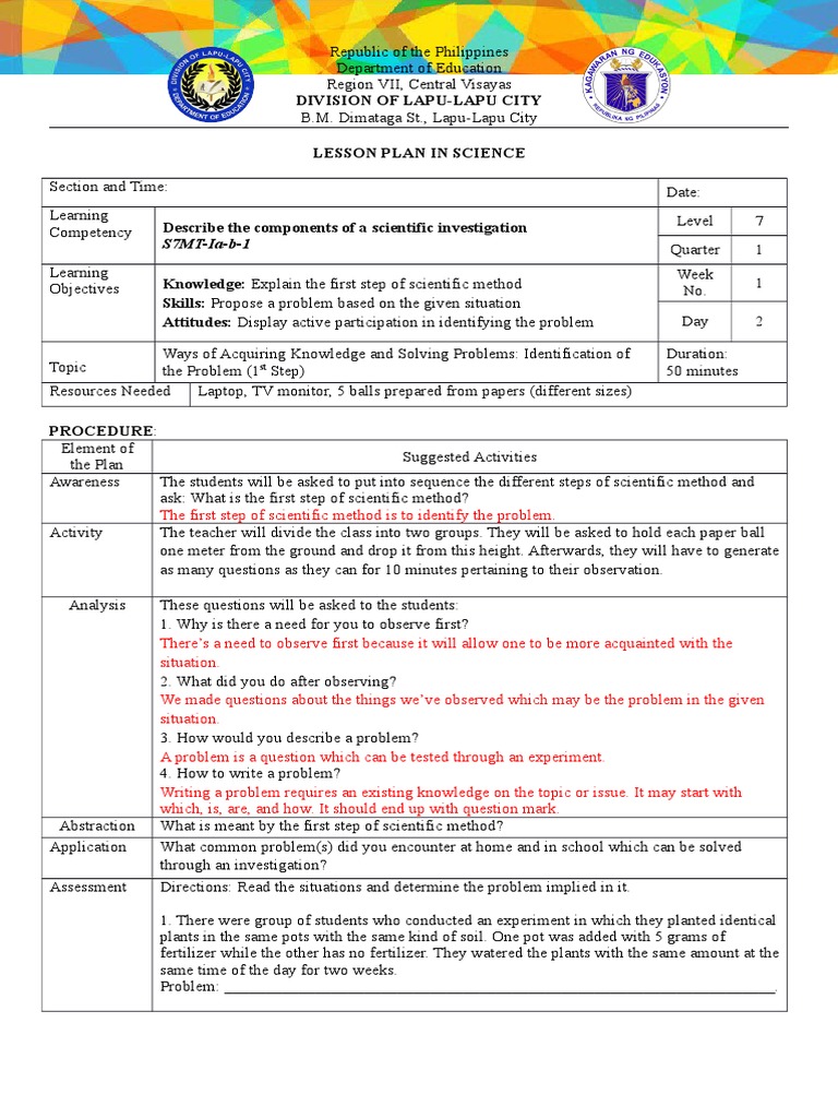 7th Grade Science Lesson Plan: Scientific Method | PDF | Scientific ...