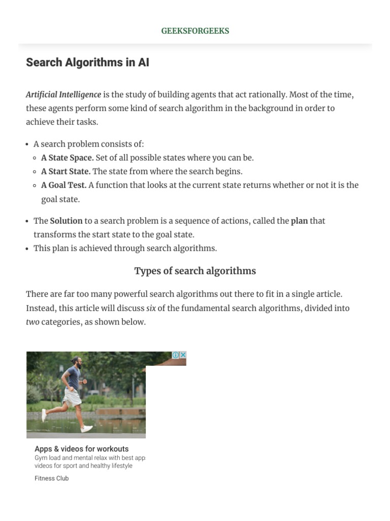 Search Algorithms in AI | PDF | Information Retrieval | Combinatorics