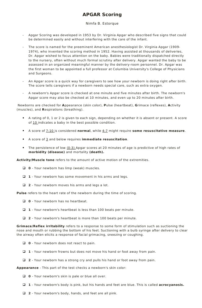 APGAR Scoring | PDF | Heart Rate | Breathing
